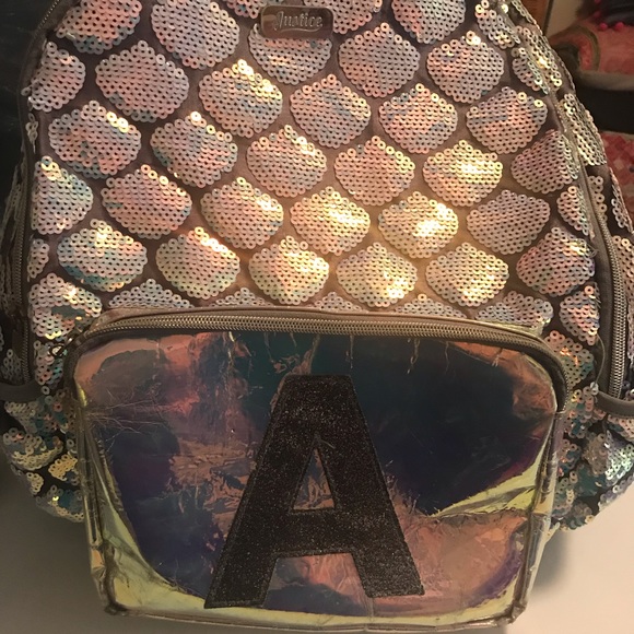 Justice | Accessories | Girls Silver Sequin Mermaid Justice A Backpack ...